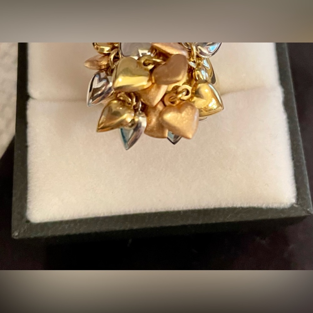 Unique 18k Tricolor Rose Yellow White Gold Heart Char… - Gem